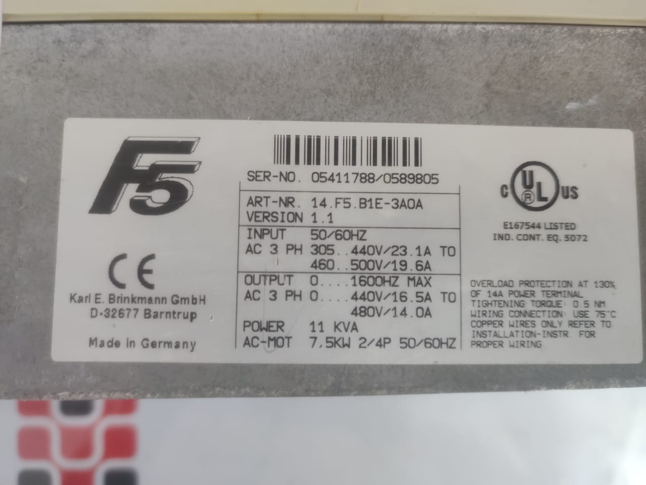 AC DRIVE KEB F5 7.5KW/415VOLT Premiere Electronics